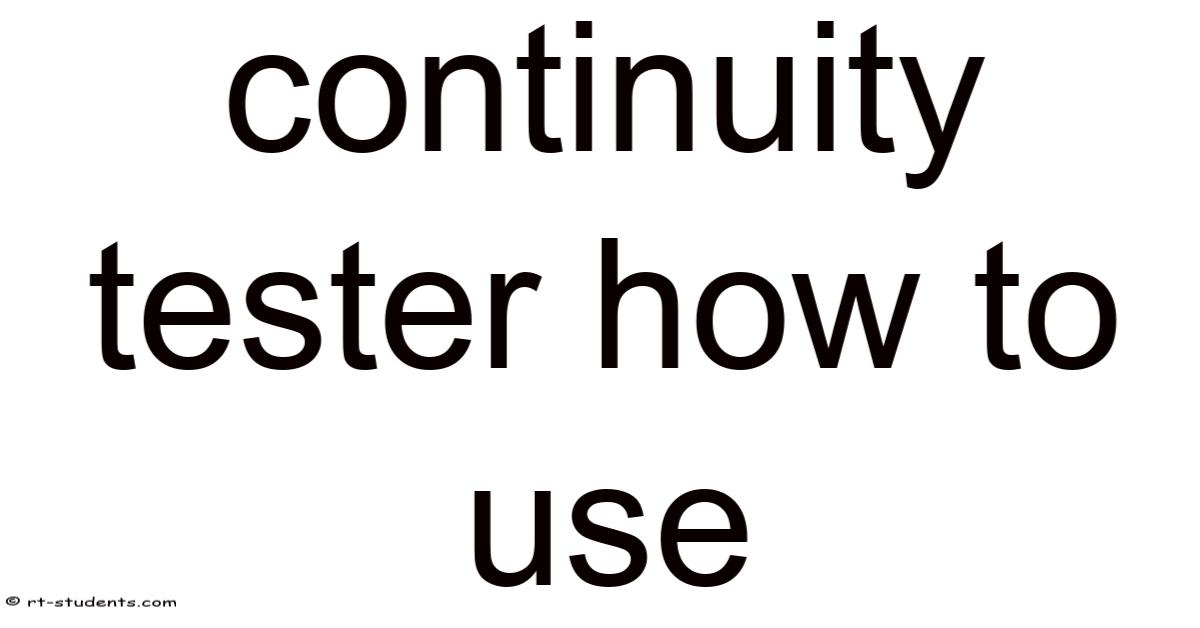 Continuity Tester How To Use