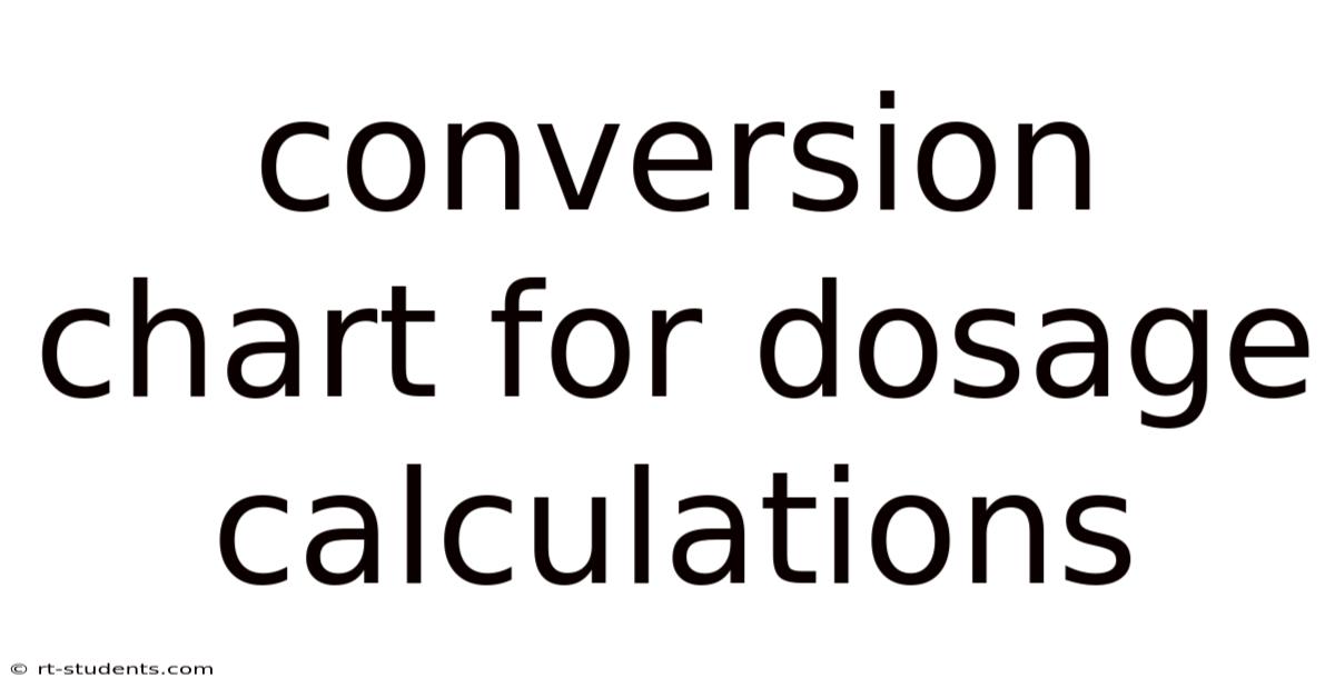 Conversion Chart For Dosage Calculations
