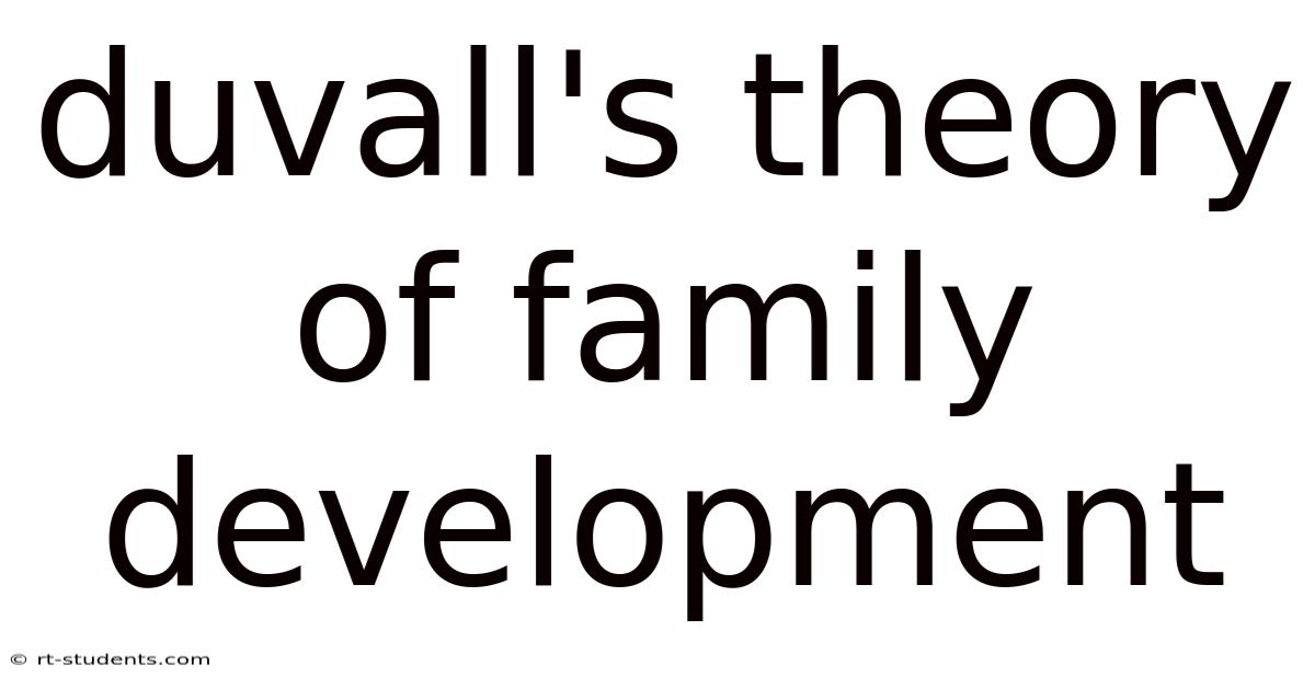 Duvall's Theory Of Family Development