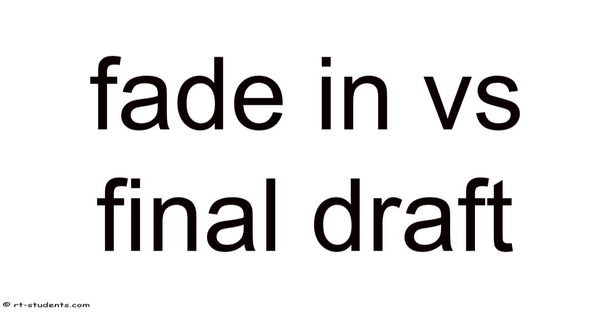 Fade In Vs Final Draft