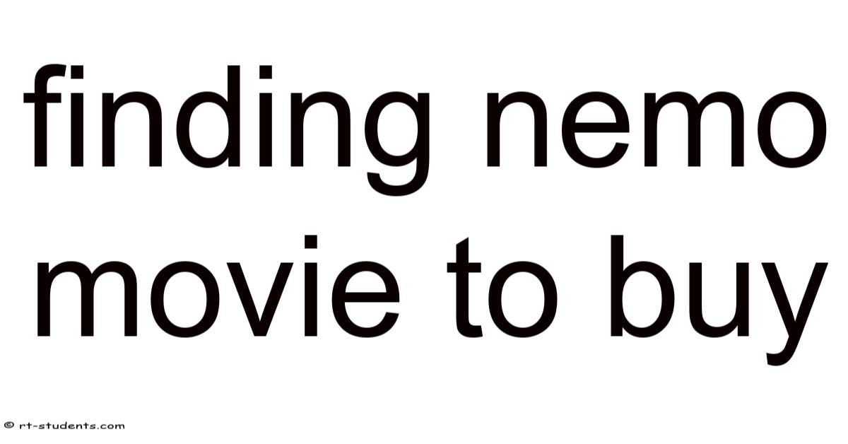 Finding Nemo Movie To Buy