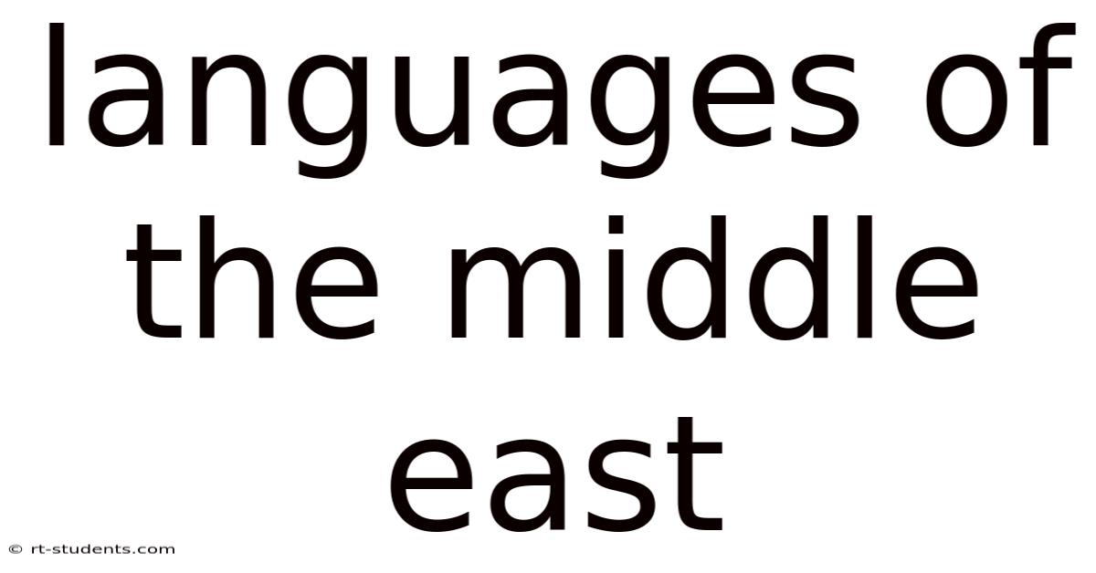 Languages Of The Middle East