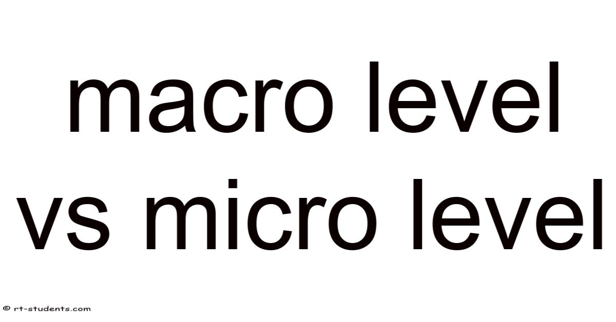 Macro Level Vs Micro Level