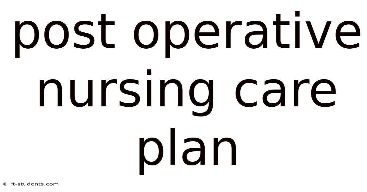 Post Operative Nursing Care Plan