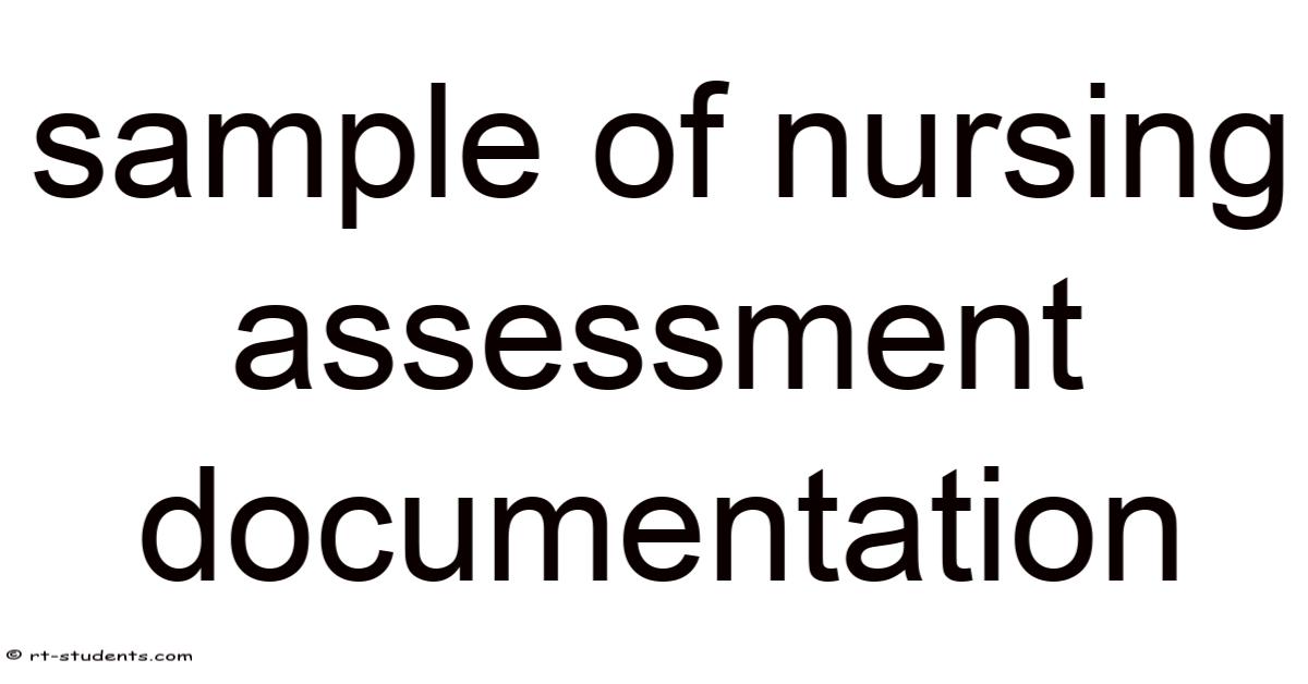 Sample Of Nursing Assessment Documentation