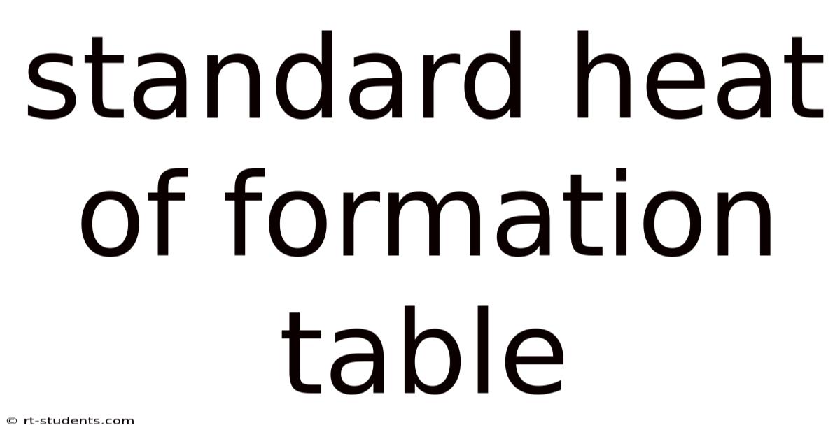 Standard Heat Of Formation Table