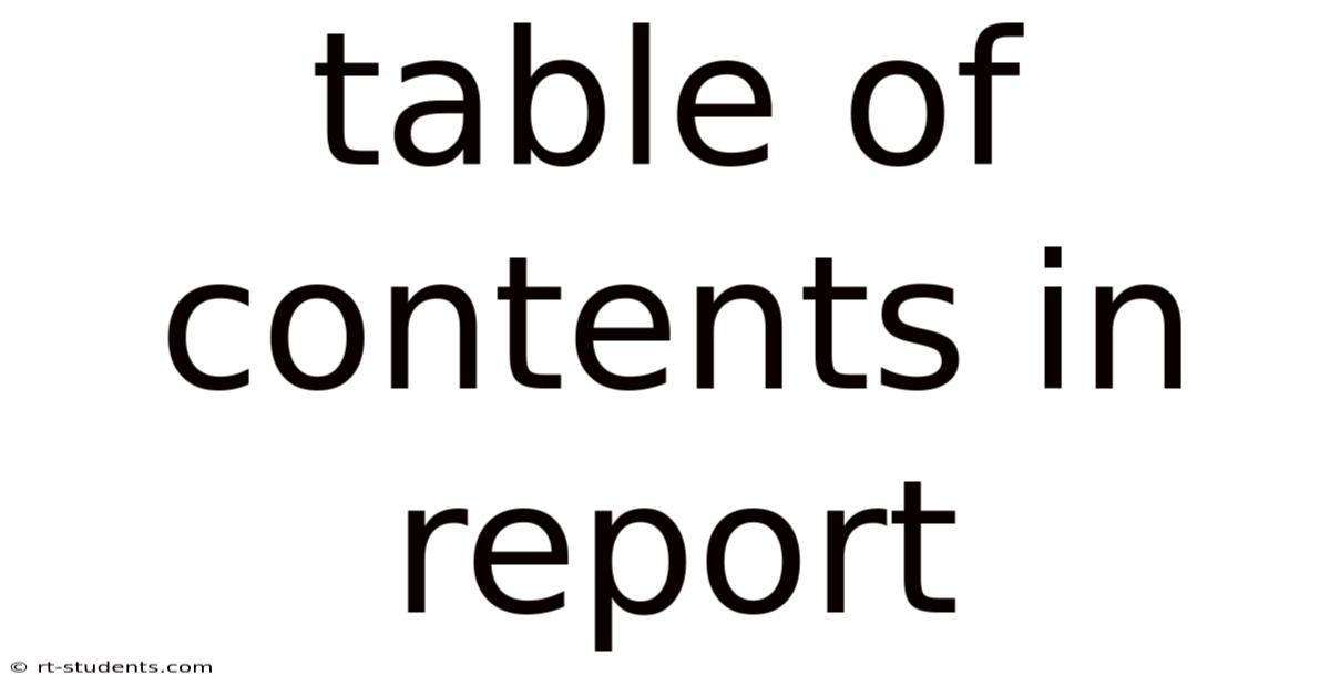 Table Of Contents In Report